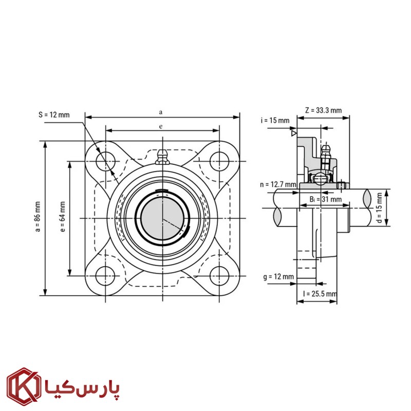 مشخصات، قیمت و خرید یاتاقان بلبرینگ UCF 202 چینی | پارس کیا